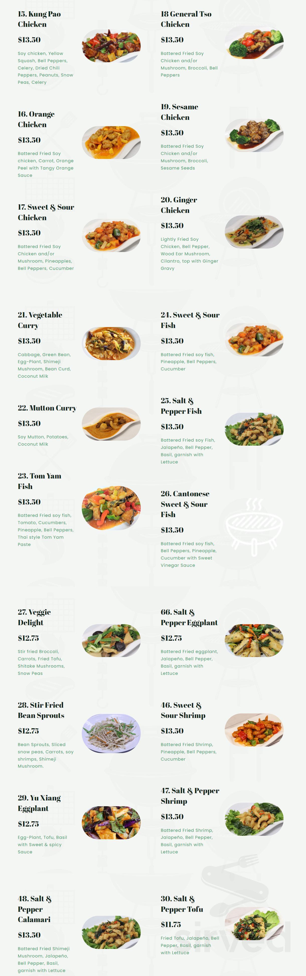 Veggie Village menu in Scottsdale, Arizona, USA