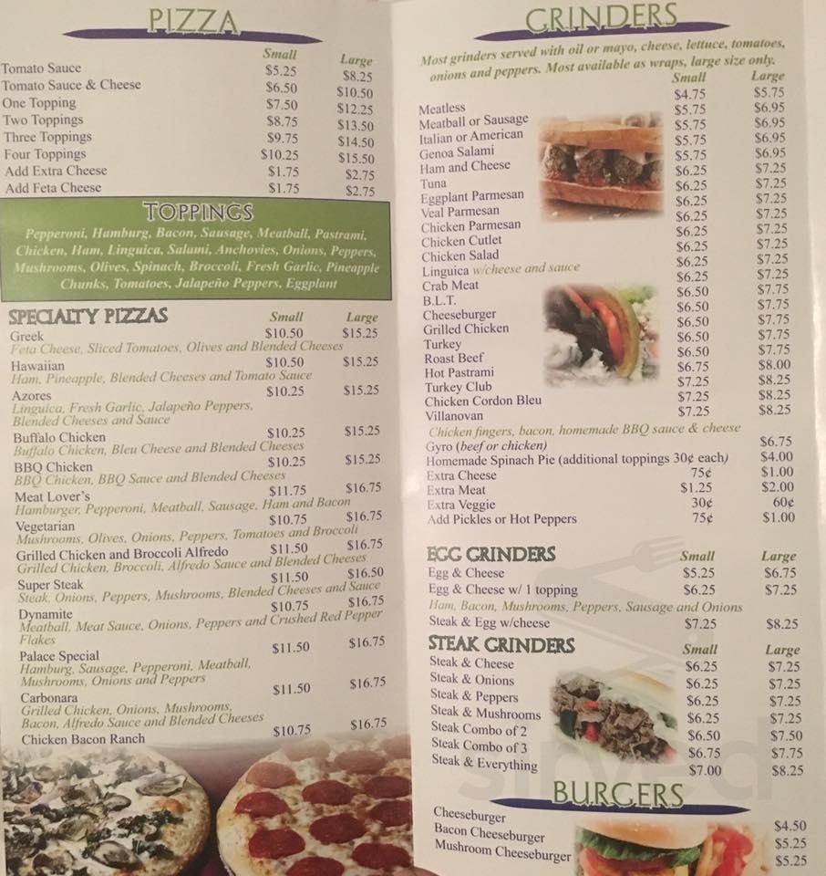 Woonsocket Palace Pizza menu in Woonsocket, Rhode Island, USA