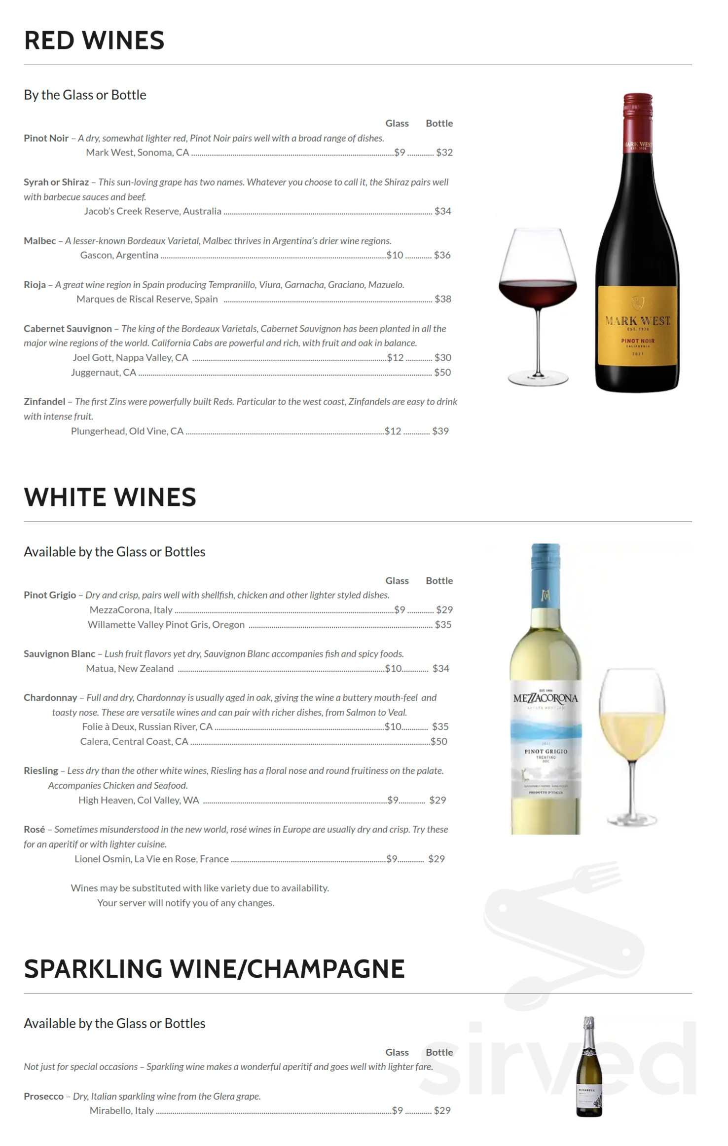 Creekside at the Gamble Mill menu in Bellefonte, Pennsylvania, USA