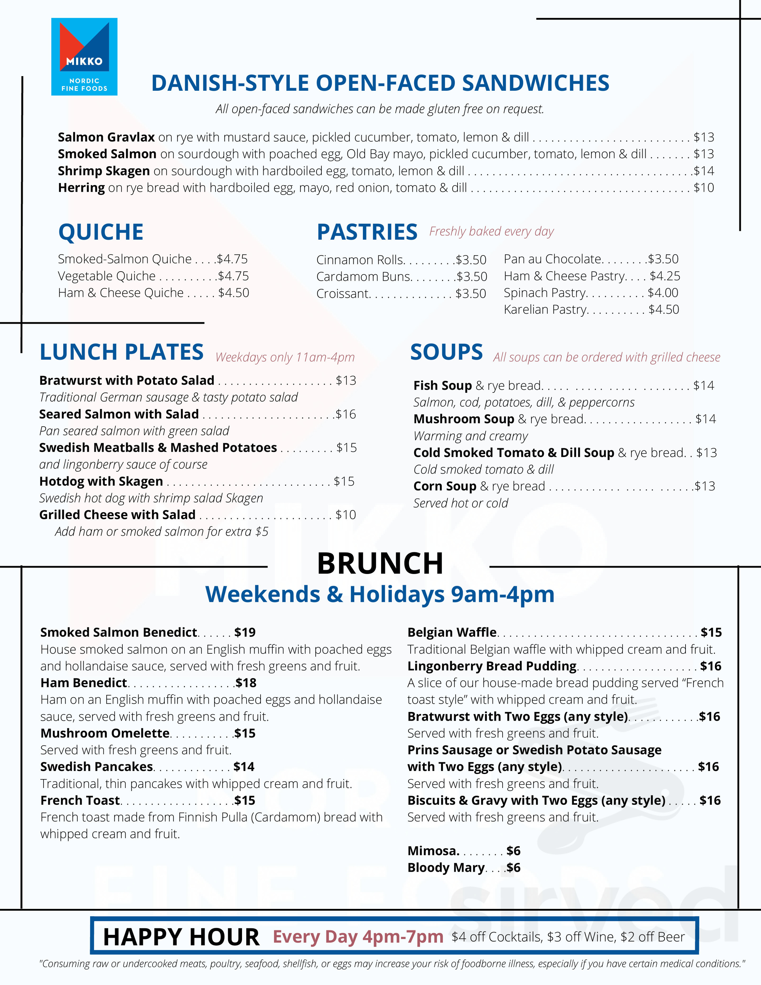 Mikko Nordic Fine Food menus in 1636 R St NW, Washington, United States