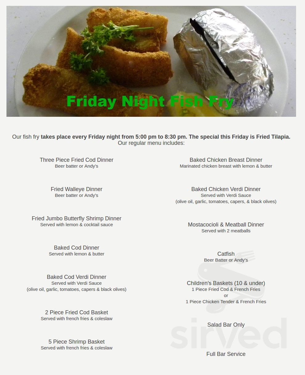 Verdi Club menu in Rockford, Illinois, USA