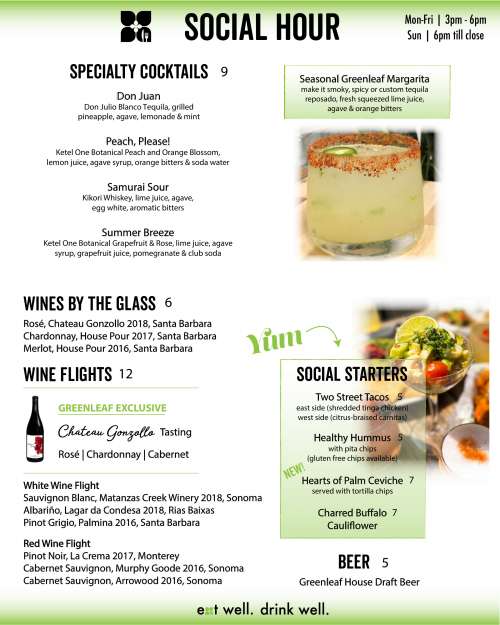 Greenleaf Kitchen and Cocktails menu in Austin, Texas, USA