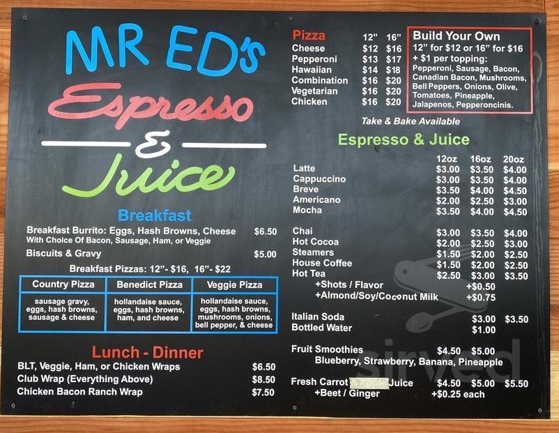 Mr. Ed's Espresso, Juice, and Underground Pub menu in Port Orford ...