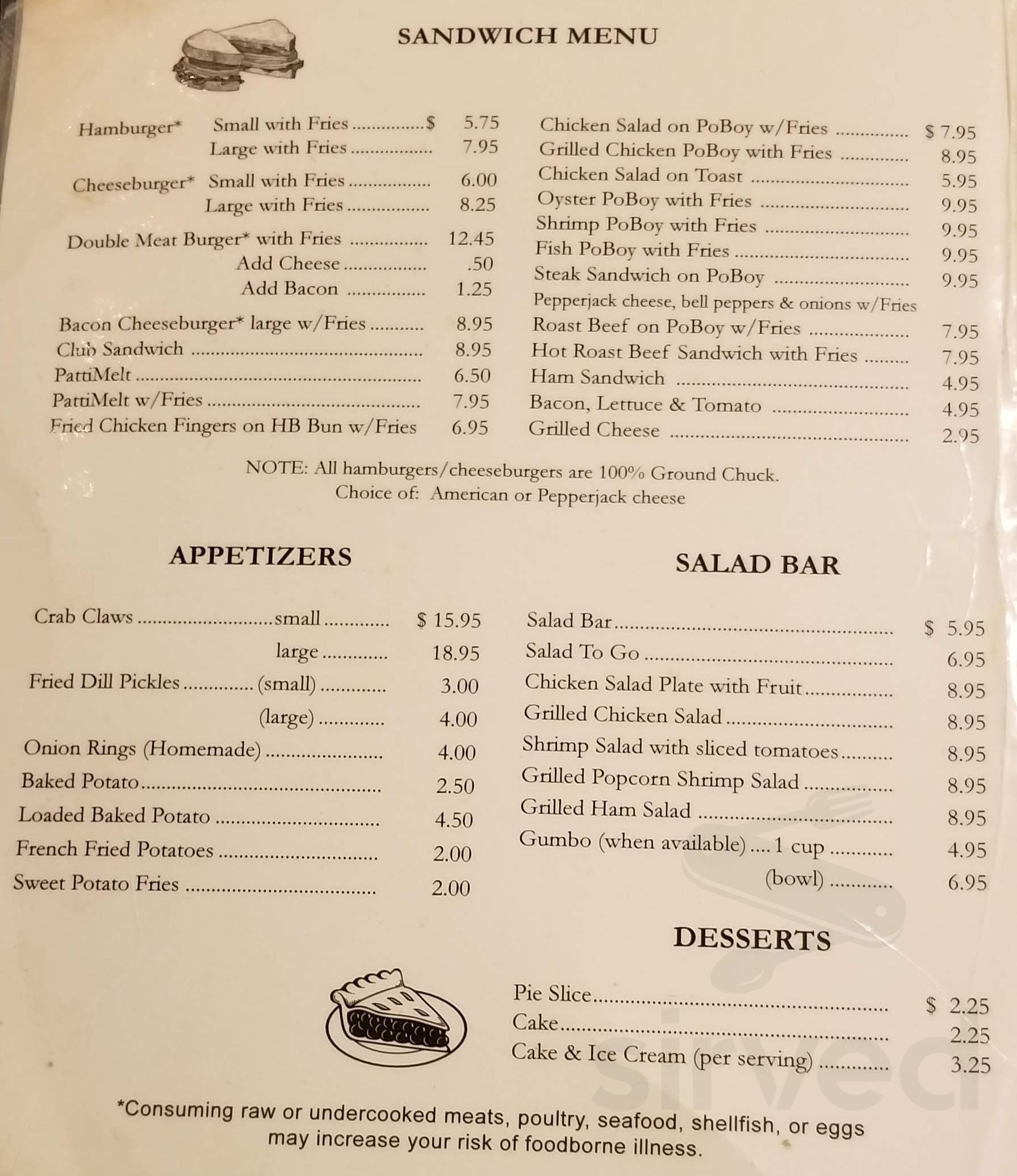 Street's Seafood Restaurant menu in Bay Minette, Alabama, USA