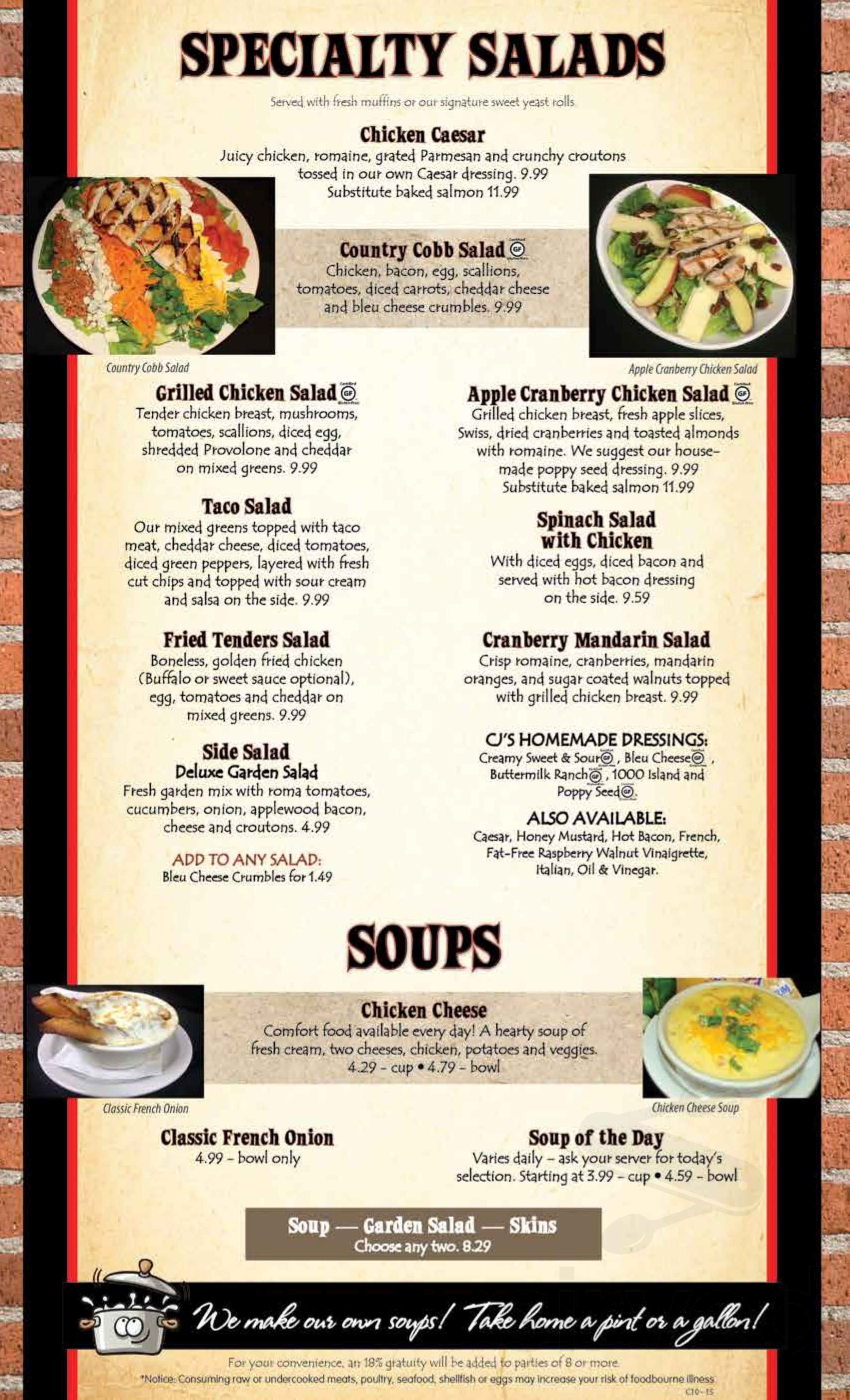 Menu - Celina OH's CJ's Highmarks | Sirved