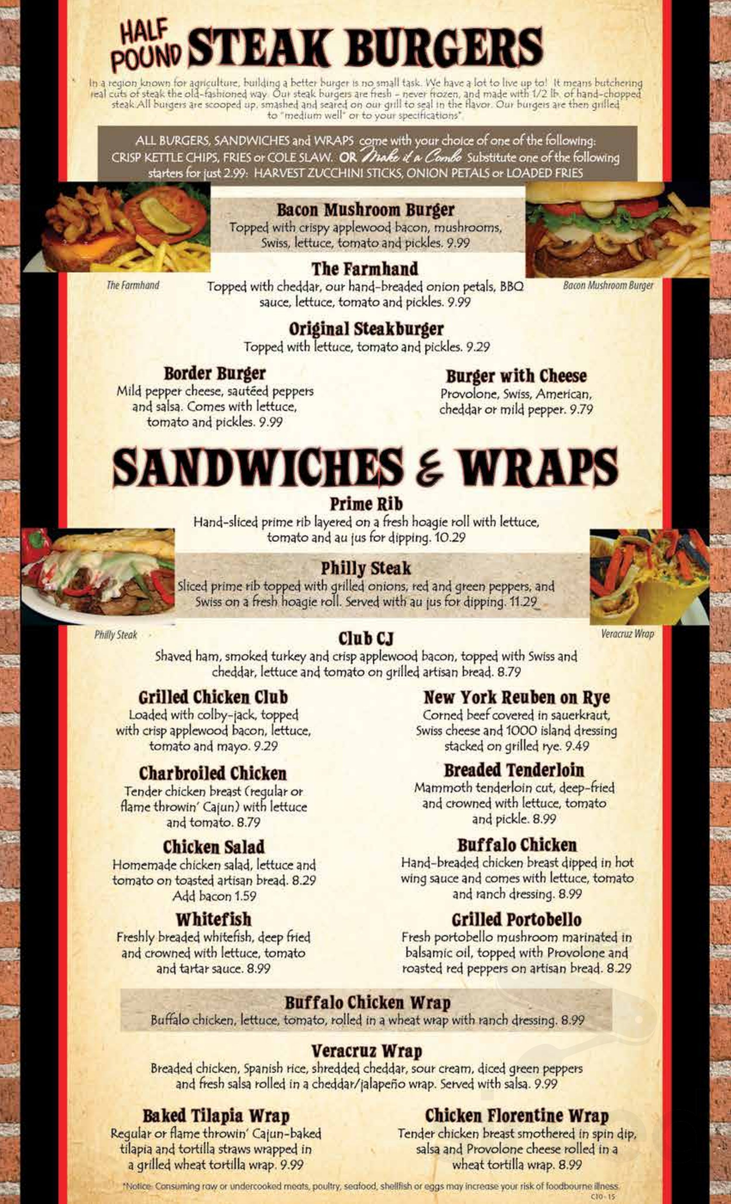 CJ's Highmarks menu in Celina, Ohio, USA