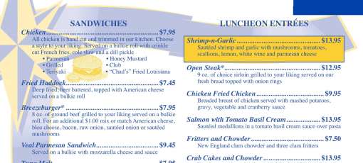 Menu for Point Breeze in Webster, MA | Sirved