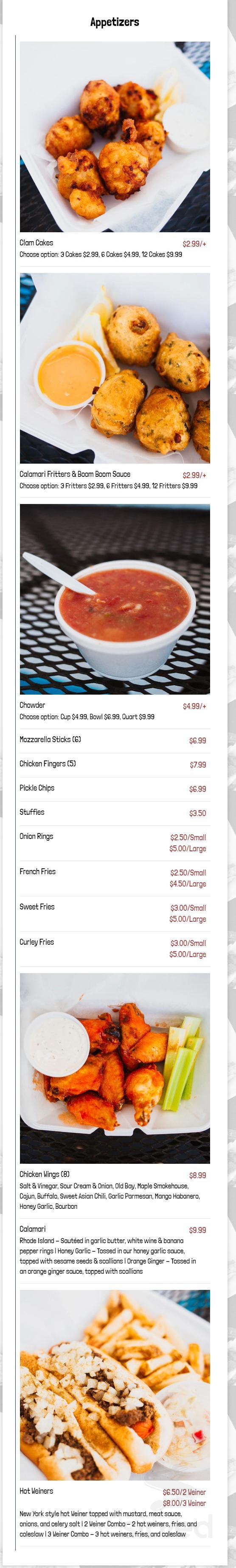 Roy Boy’s Clam Shack menus in North Kingstown, Rhode Island, United States