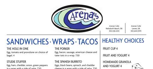 Menu for Arena's Five Points in Lewes, DE | Sirved