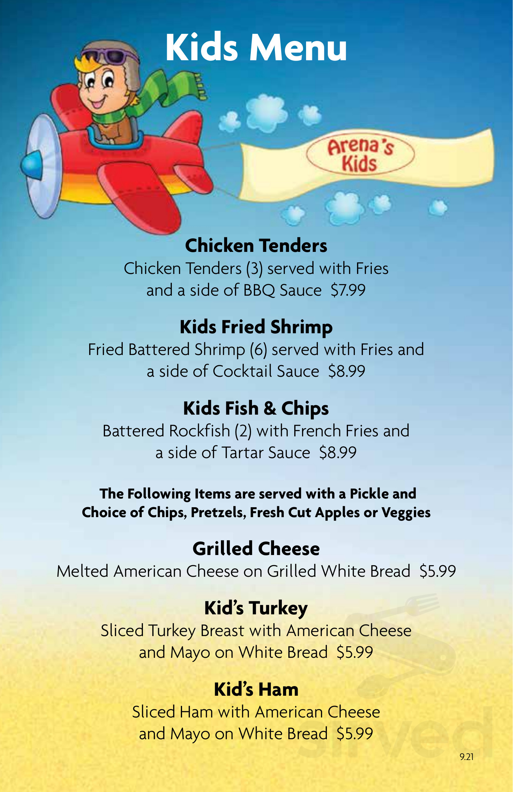 Menu for Arena's Five Points in Lewes, DE | Sirved