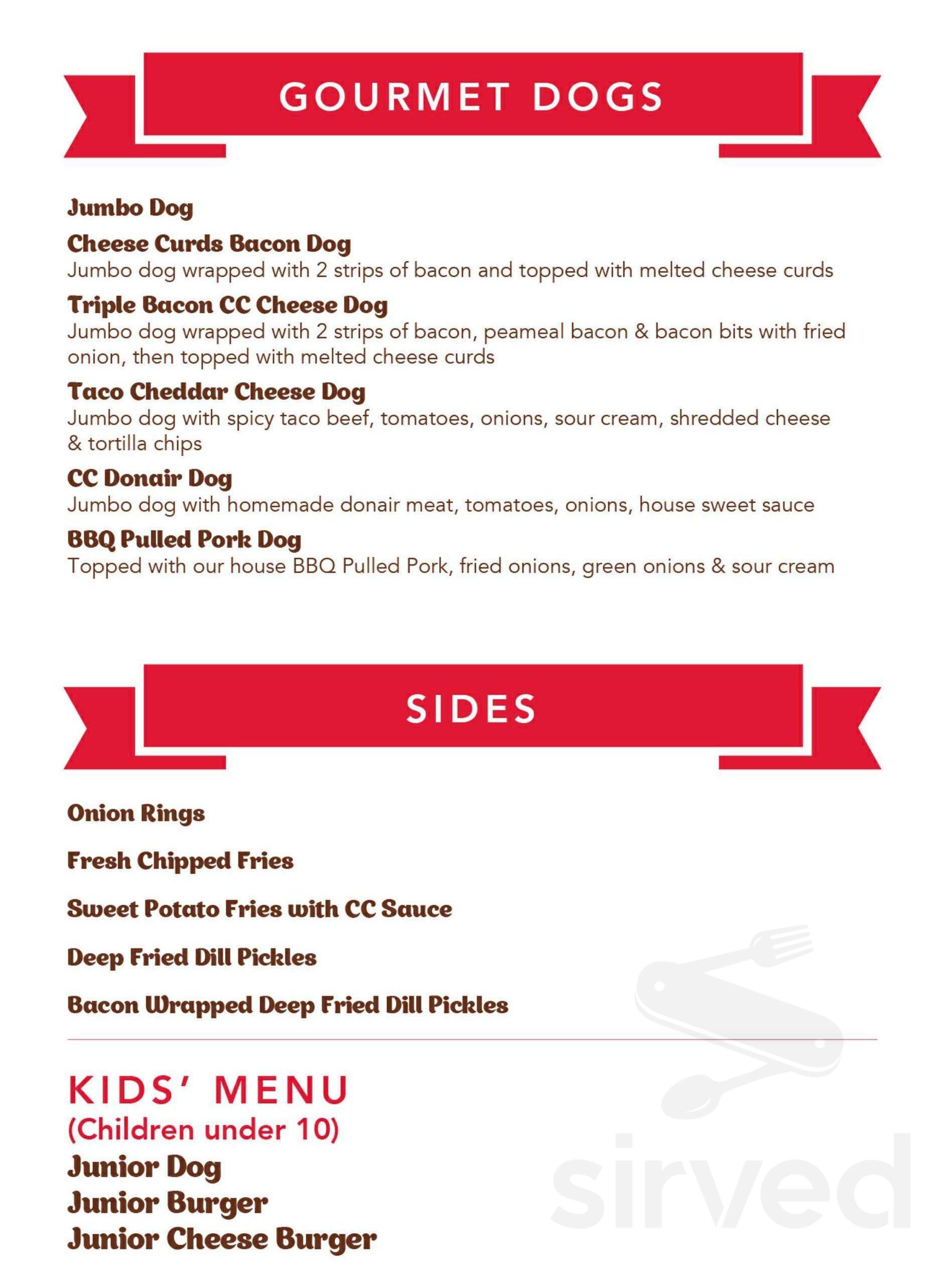 Menu - Oromocto NB's Cheese Curds Gourmet Burgers + Poutinerie | Sirved
