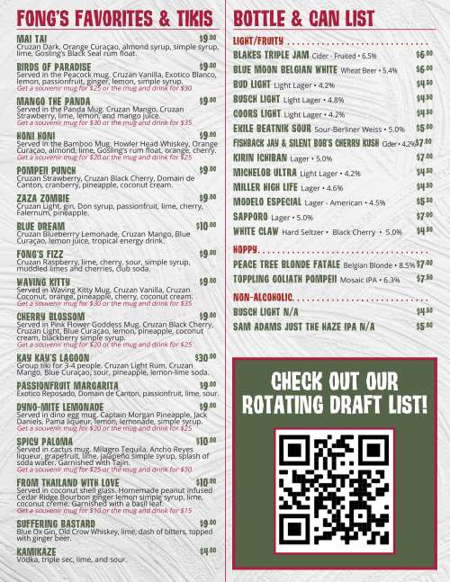 Fong's Pizza menu in Des Moines, Iowa, USA