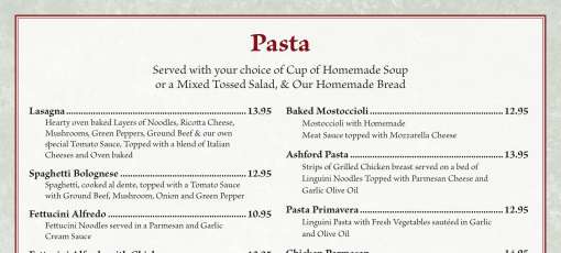Menu for Ashford House in Tinley Park, IL | Sirved