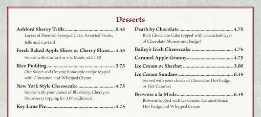 Menu for Ashford House in Tinley Park, IL | Sirved