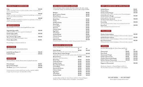 Dresher Deli menu in Dresher, Pennsylvania, USA