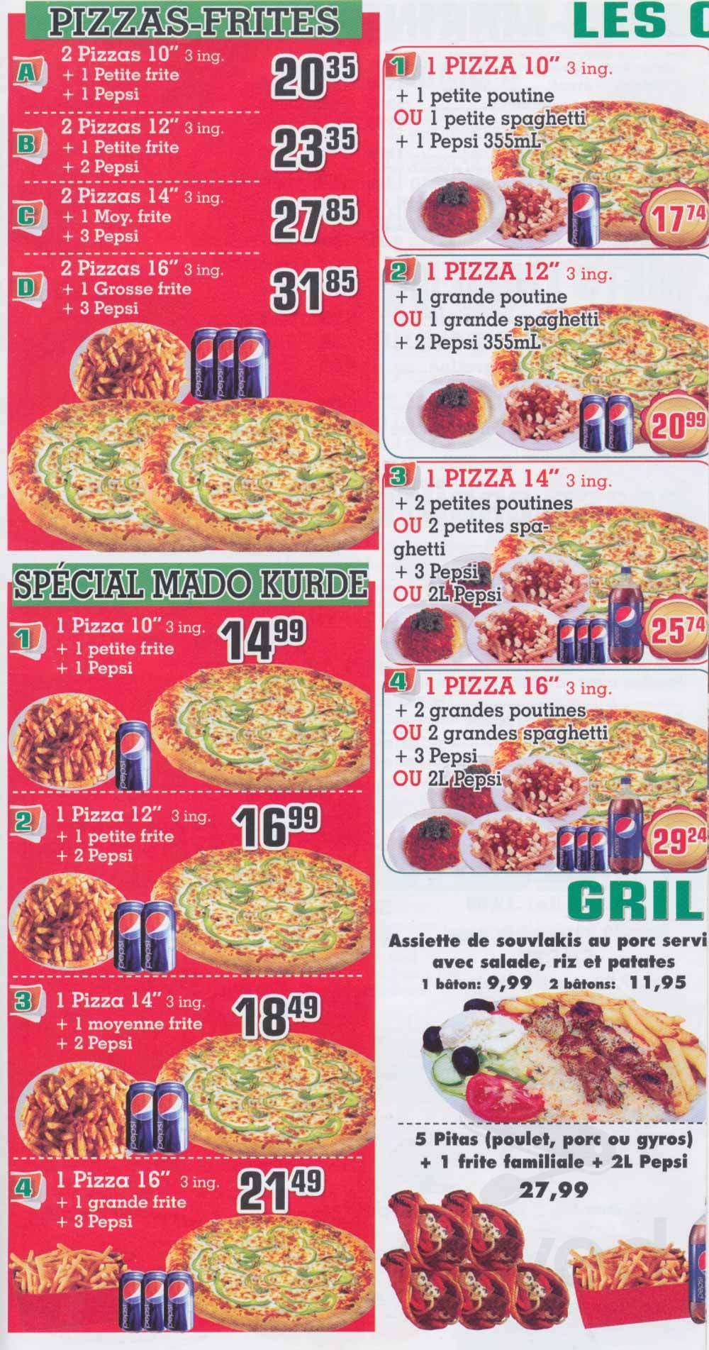 Mado Kurde Pizza menus in Terrebonne, Quebec, Canada
