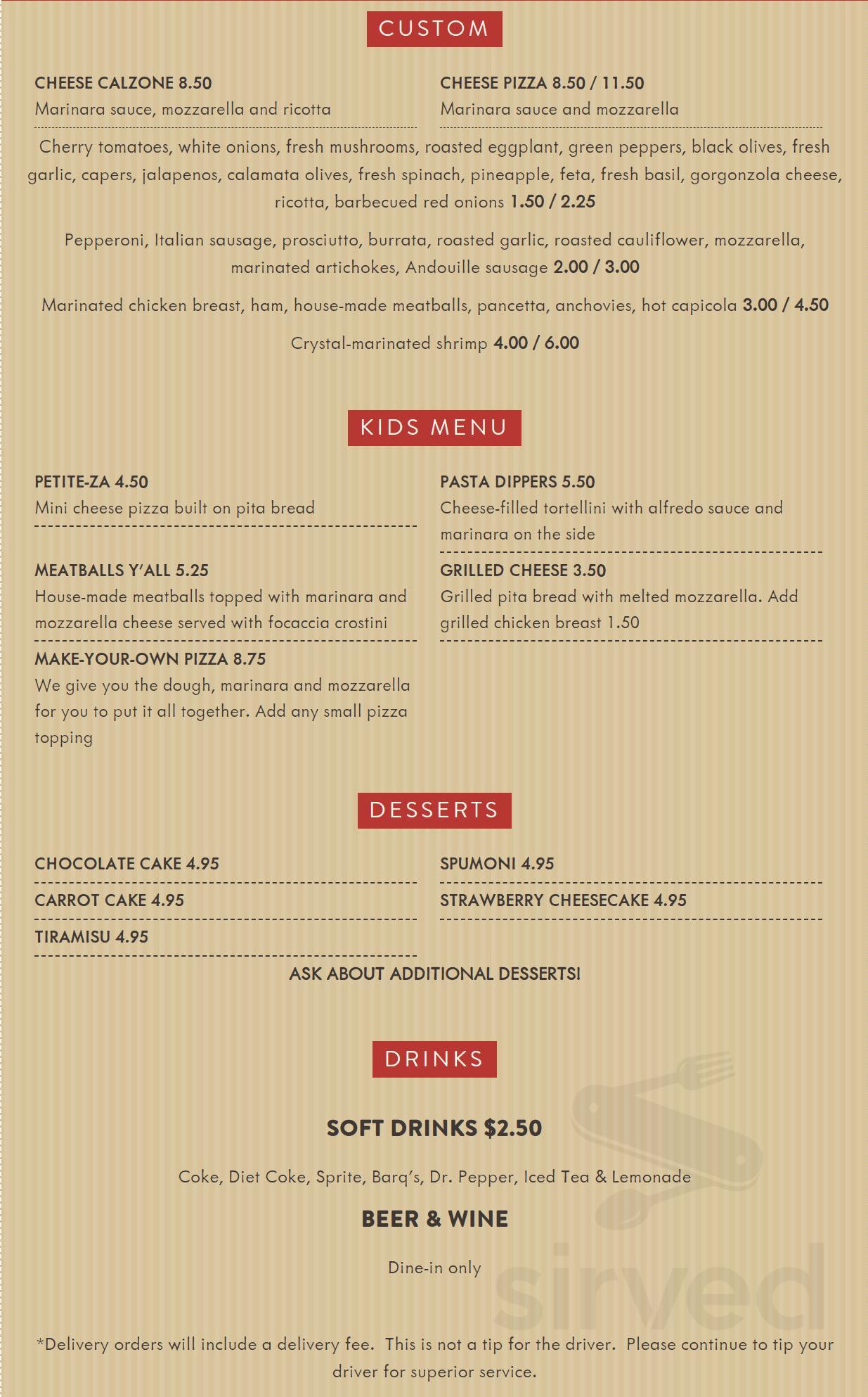 Reginelli's Pizzeria menus in Kenner, Louisiana, United States