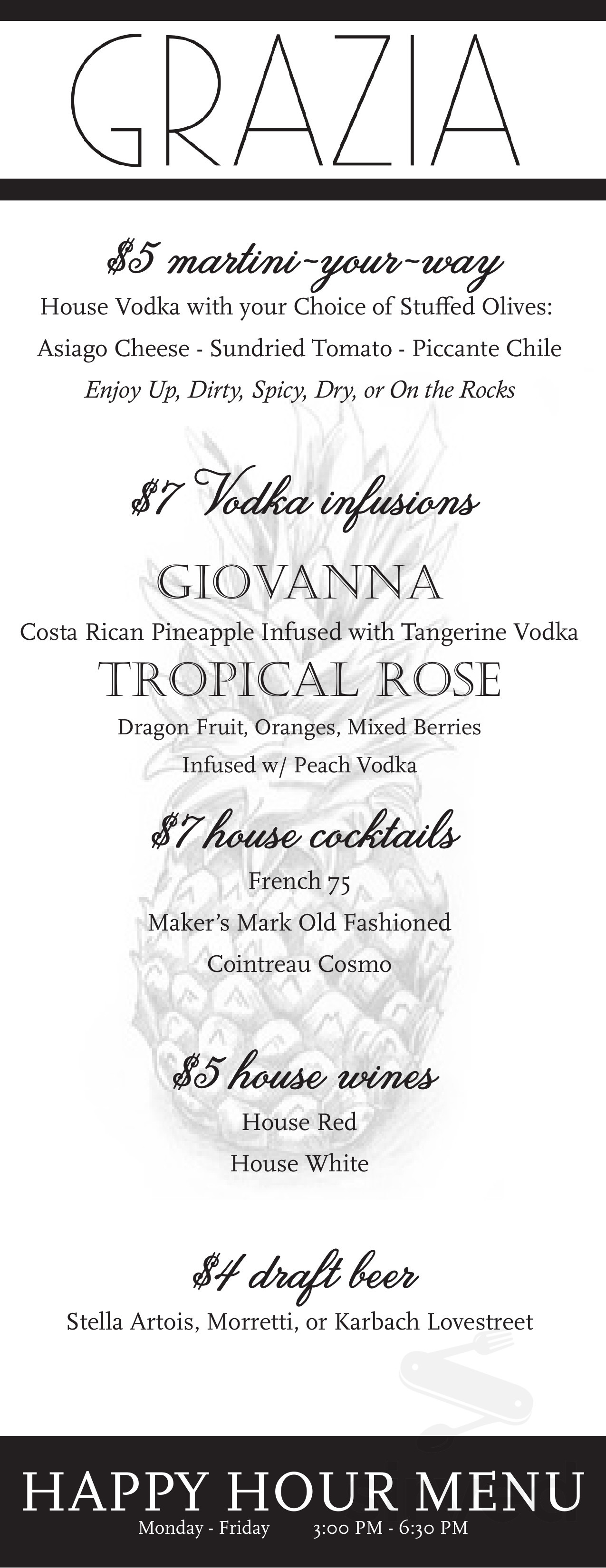 Grazia Italian Kitchen menu in Pearland, Texas, USA