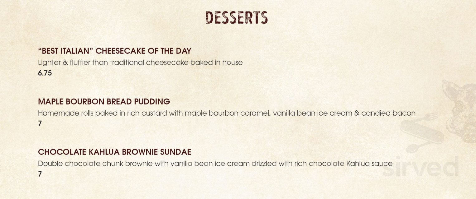 Wild Boar Tavern menu in Knoxville, Tennessee, USA