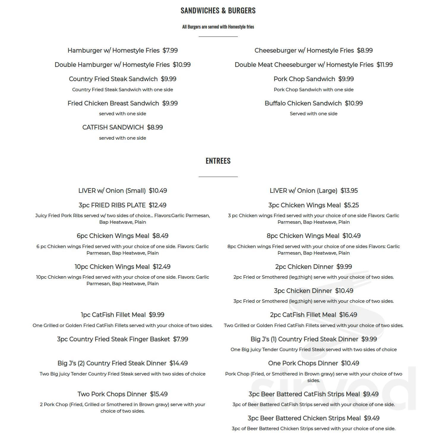 Menu - Elgin TX's Jackson Soul | Sirved