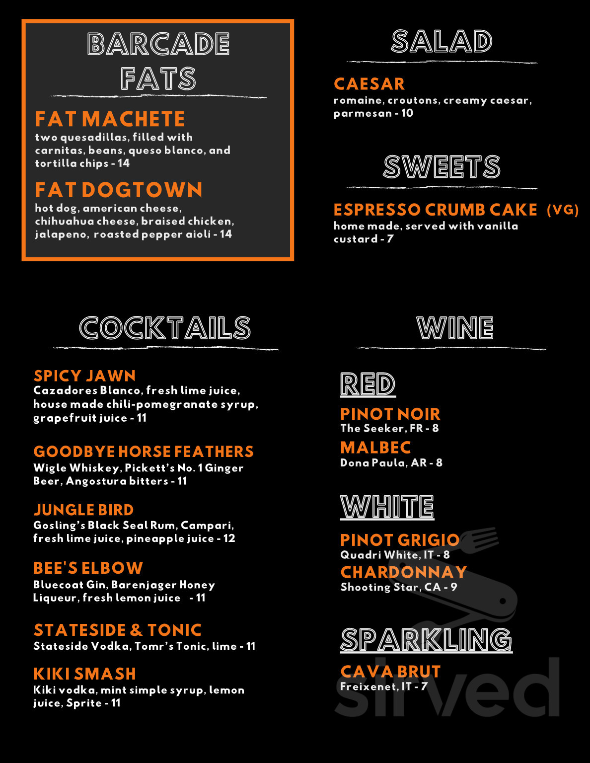 Barcade menu in Philadelphia, Pennsylvania, USA