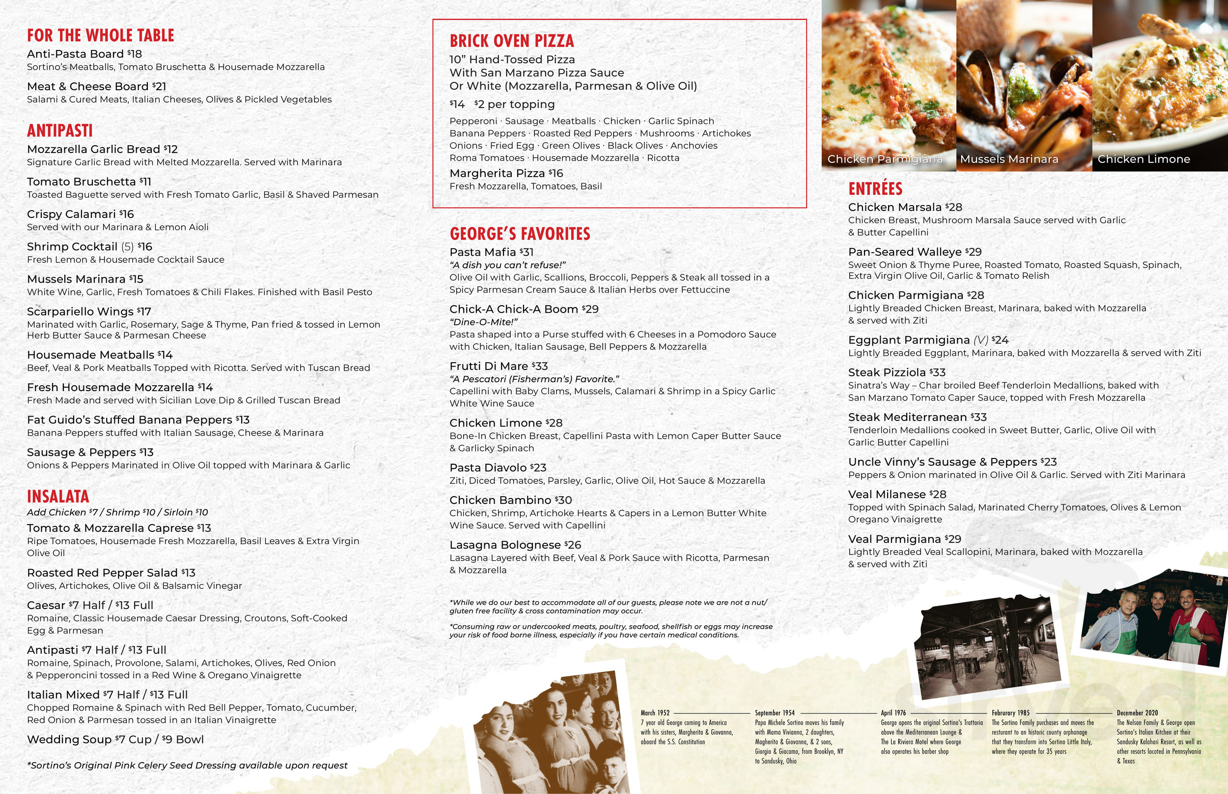 Sortino's Italian Kitchen menu in Sandusky, Ohio, USA