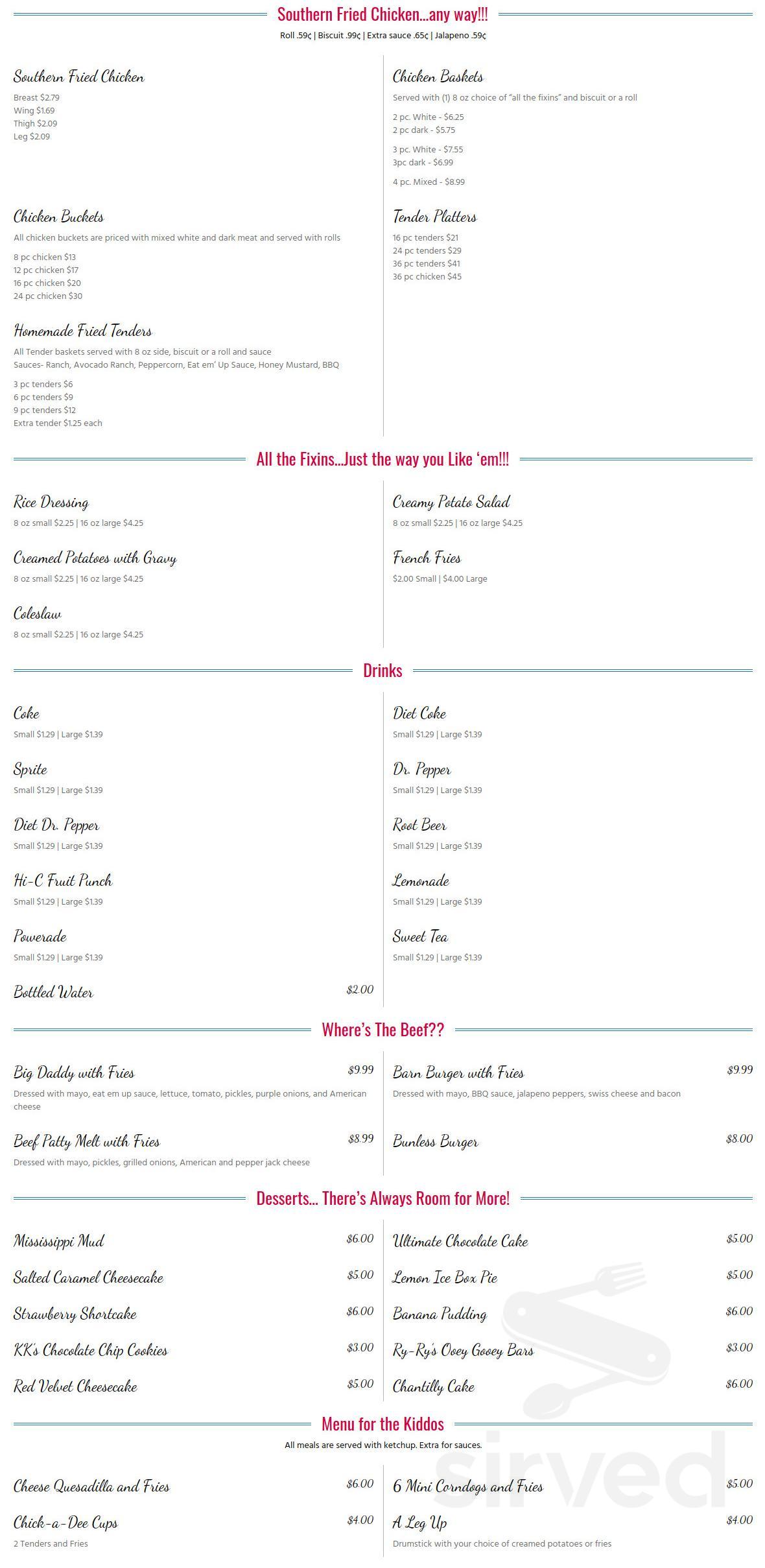 Menu - New Roads LA's Southern Chicks Cafe & Daiquiris | Sirved
