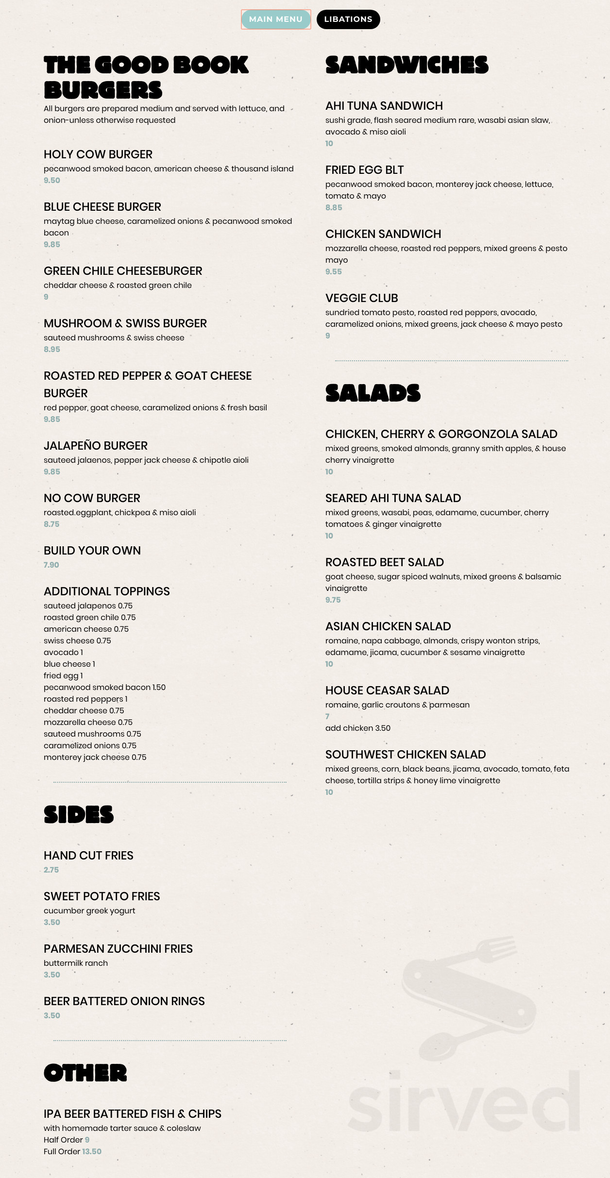 Holy Cow Burger menus in Albuquerque, New Mexico, United States