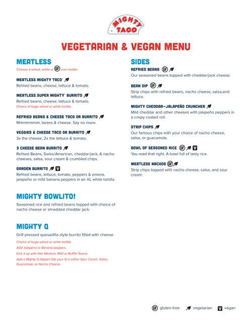 Mighty Taco menu in Hamburg, New York, USA