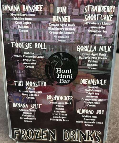 Honi Honi Bar menu in Oakland, Maryland, USA