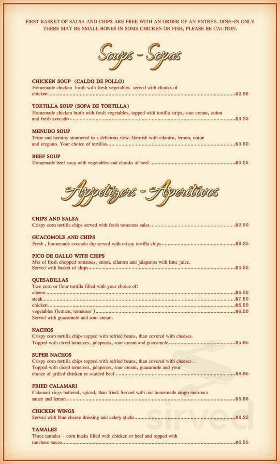 Mango Restaurant Menu - Niles, Illinois | Sirved