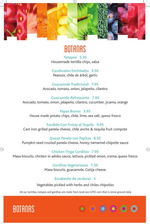 The Fruteria menu in San Antonio, Texas, USA