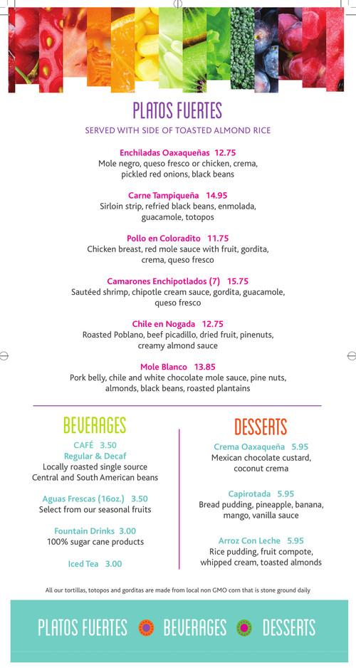 The Fruteria menu in San Antonio, Texas, USA