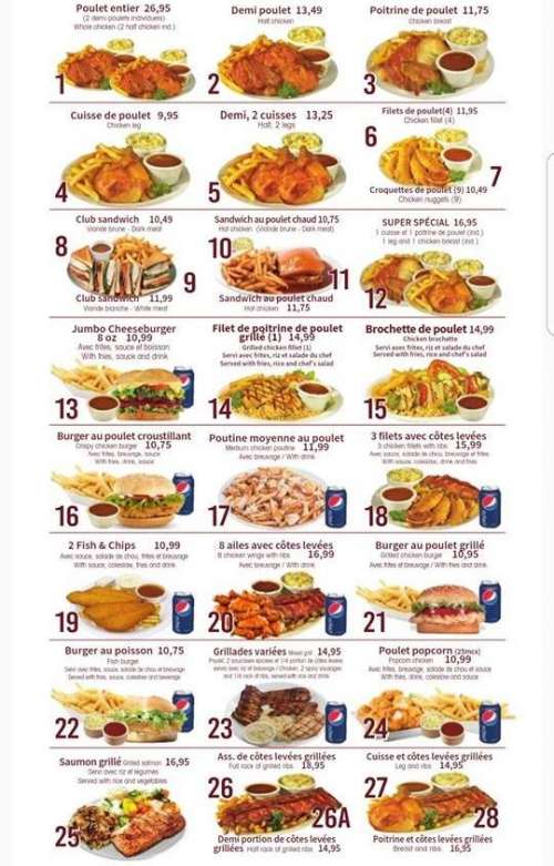 Coq-O-Bec (Dorval) menu in Dorval, Quebec H9S 5W2, Canada