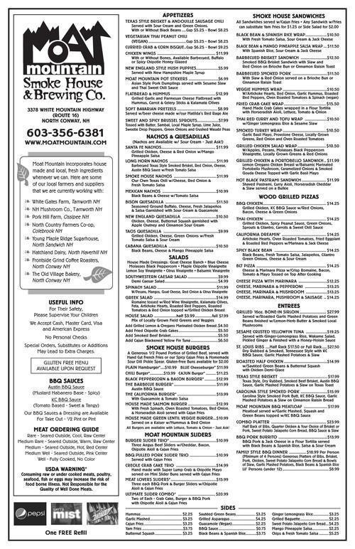 Moat Mountain Smokehouse & Brewing Co. menu in North Conway, New ...