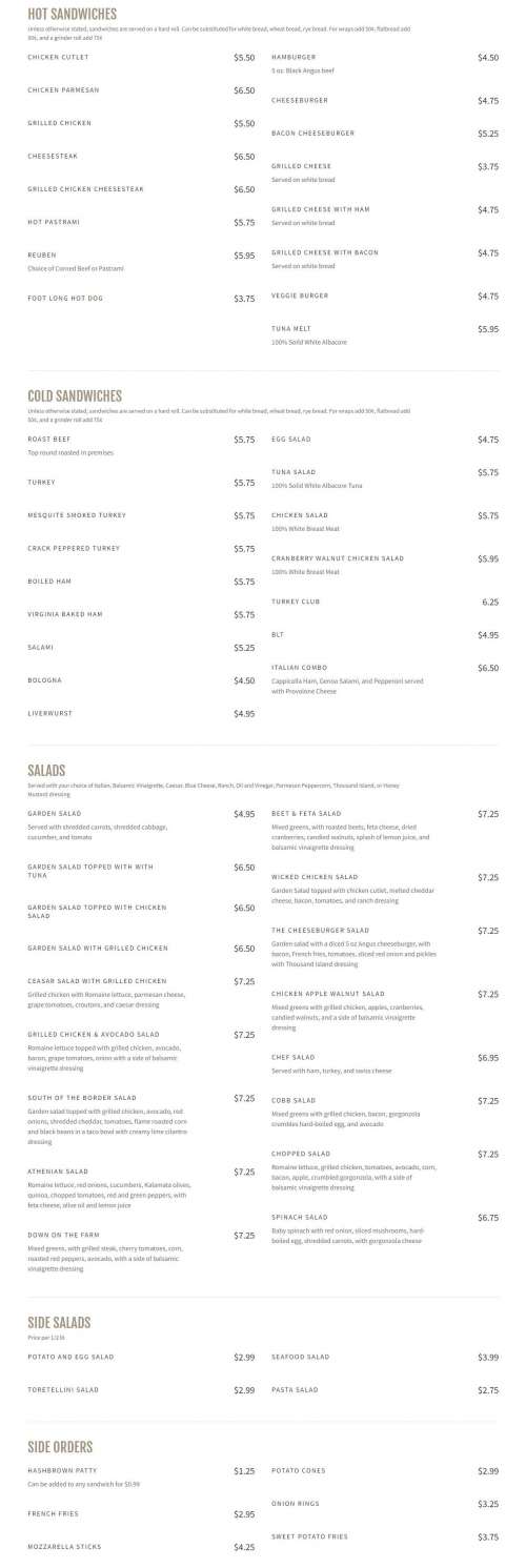 Heritage Deli & Cafe menu in Southbury, Connecticut, USA