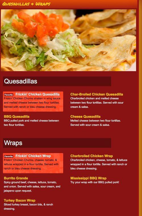 Fricker's menu in Troy, Ohio, USA