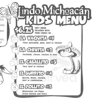 Lindo Michoacan menu in Las Vegas, Nevada, USA