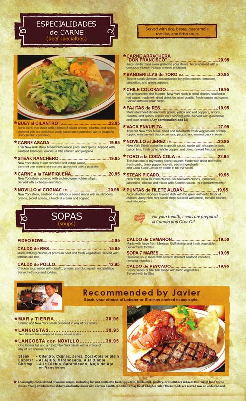 Lindo Michoacan menu in Henderson, Nevada, USA