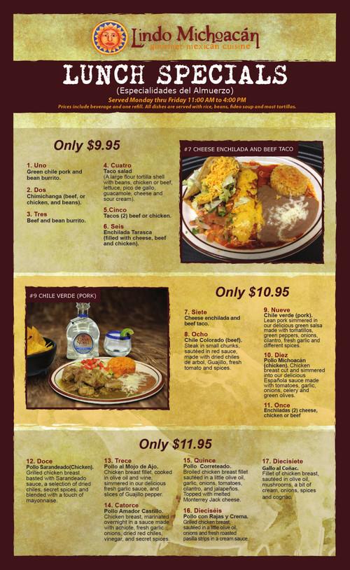 Lindo Michoacan menu in Henderson, Nevada, USA
