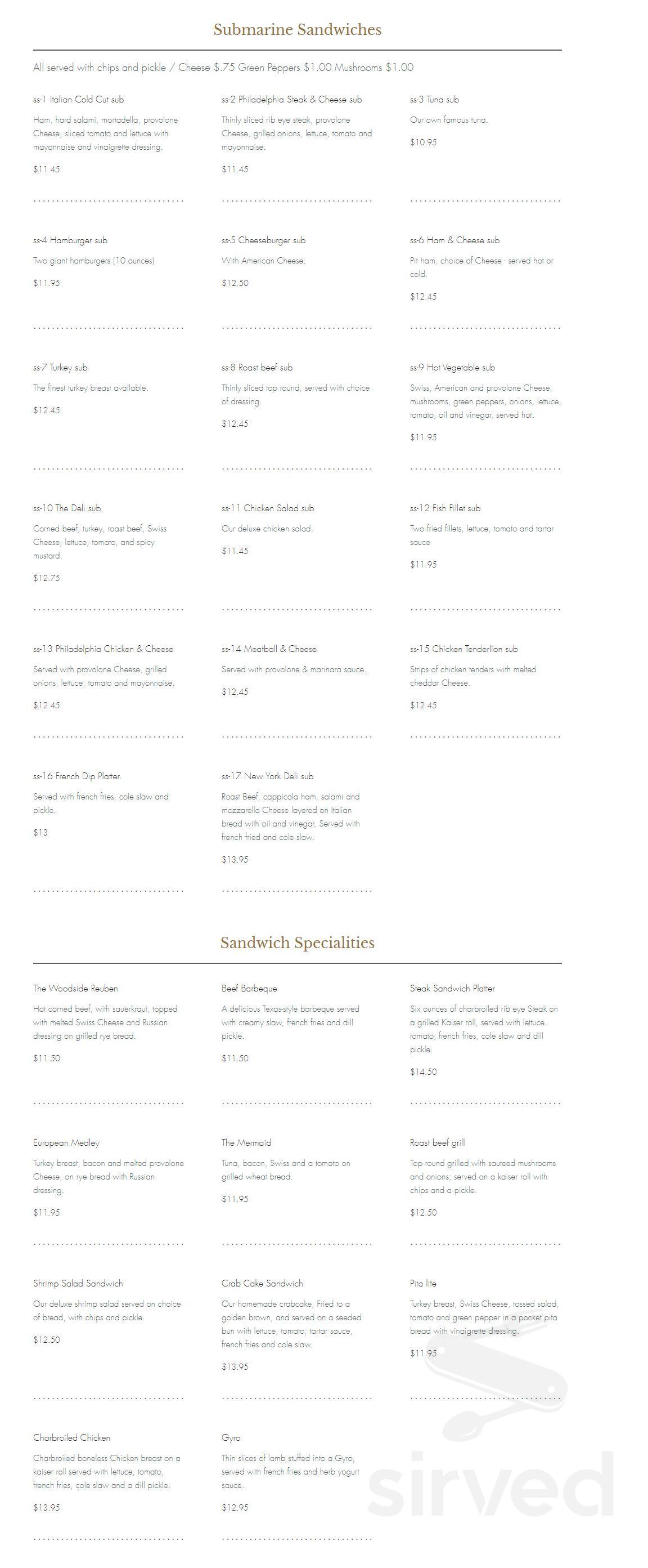 Woodside Deli menu in Germantown, Maryland, USA