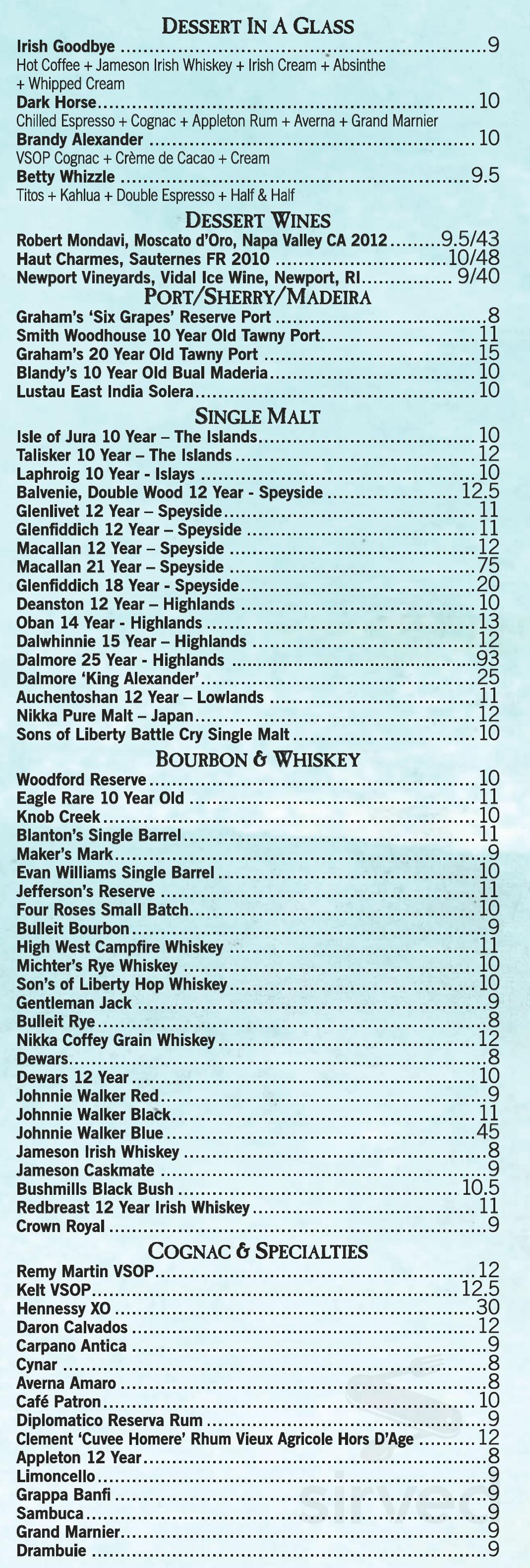 The Coast Guard House Restaurant menus in Narragansett, Rhode Island ...