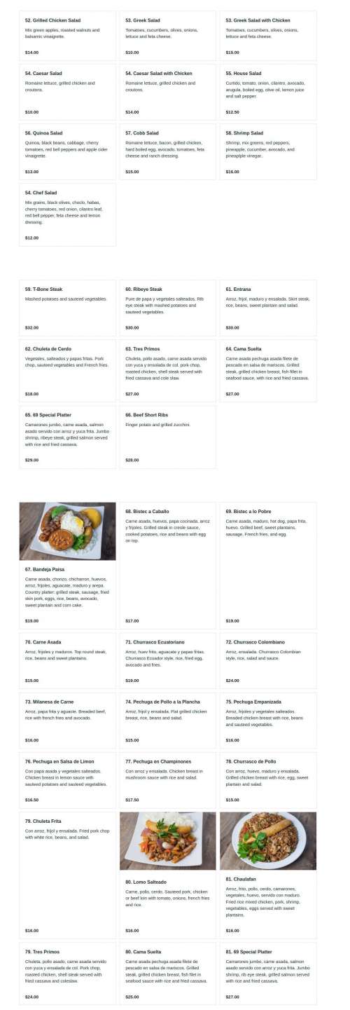 69 Coffee Shop menu in Queens, New York, USA