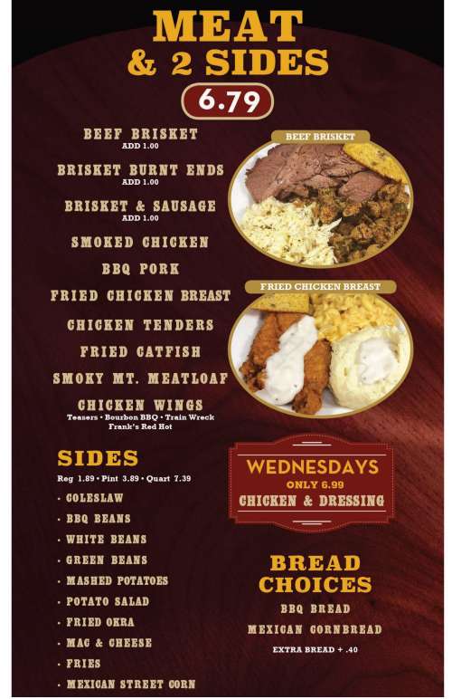 Legends Express menu in Lawrenceburg, Tennessee, USA