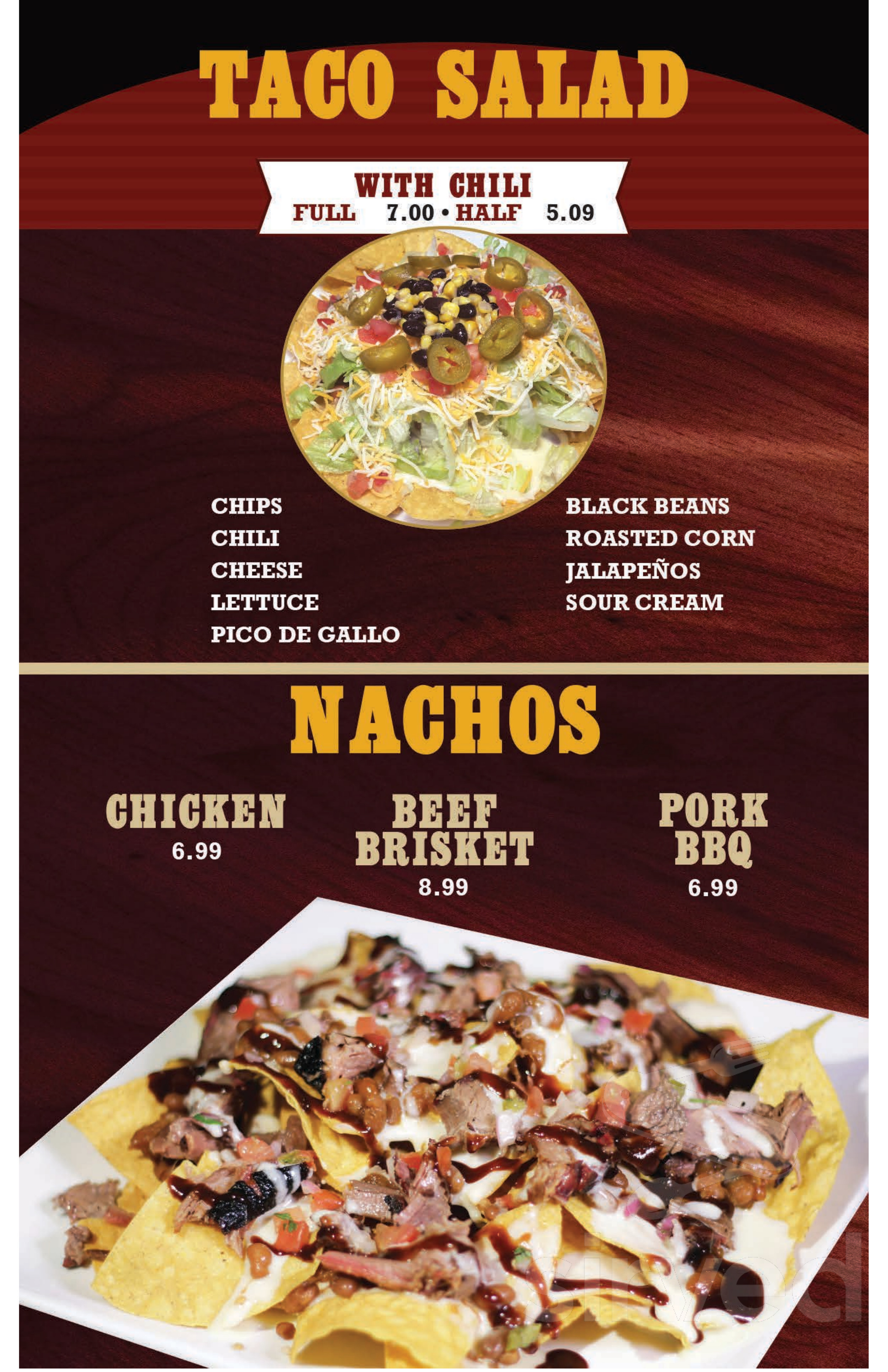 Legends Express menu in Lawrenceburg, Tennessee, USA