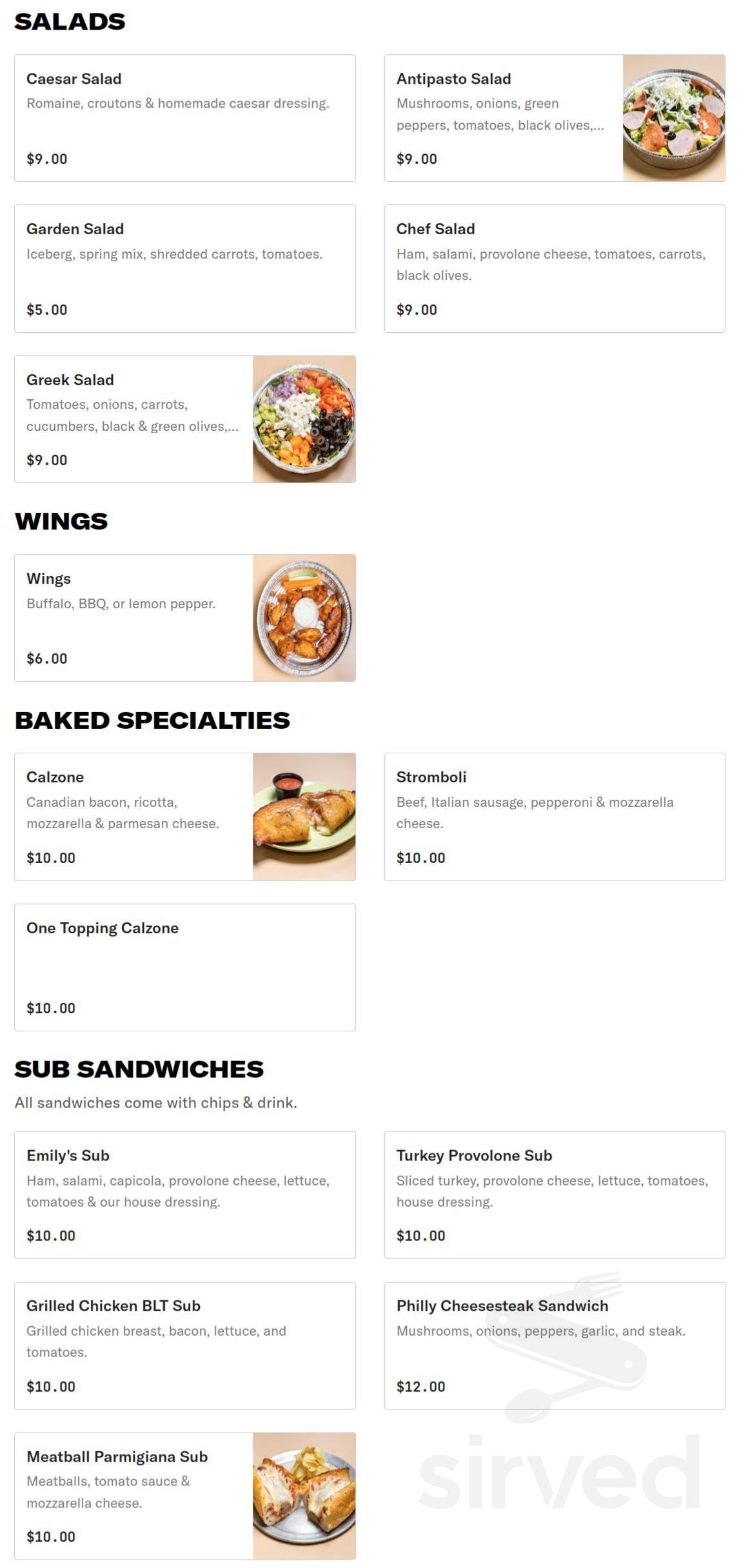 Emily's Italian Bistro menu in Allen, Texas, USA