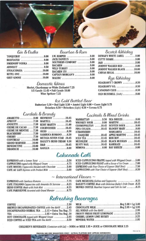 Colonnade Diner menu in Staten Island, New York, USA