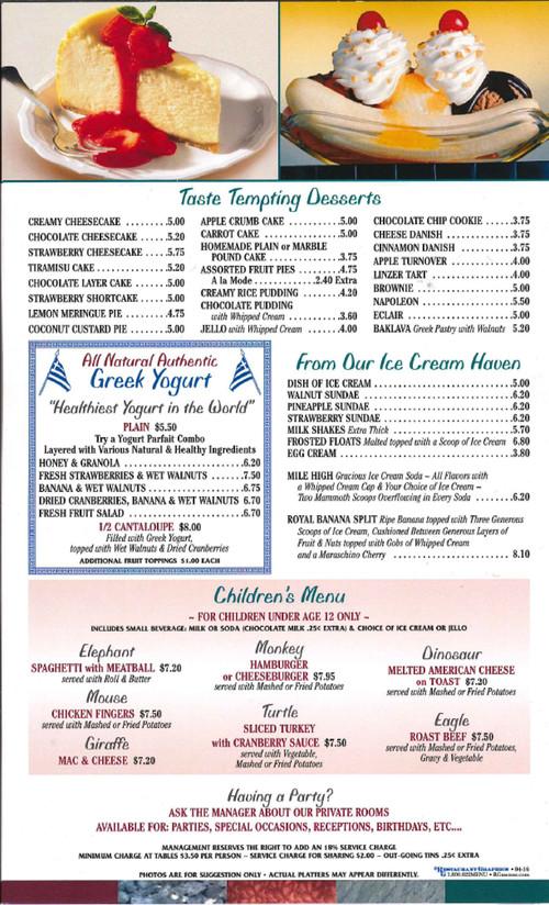 Colonnade Diner menu in Staten Island, New York, USA