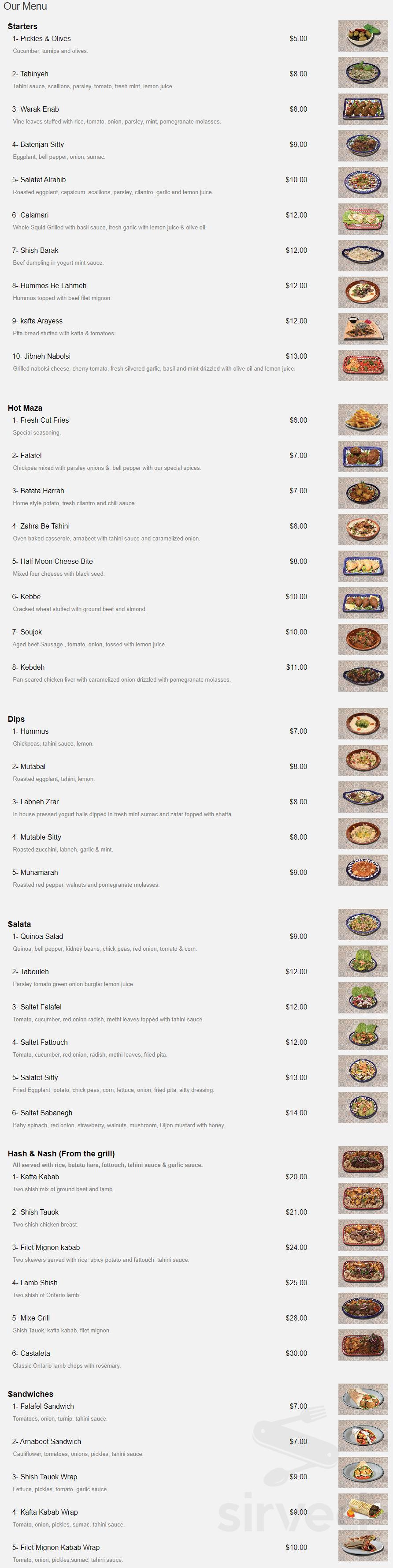 Bait Sitty menu in Mississauga, Ontario, Canada