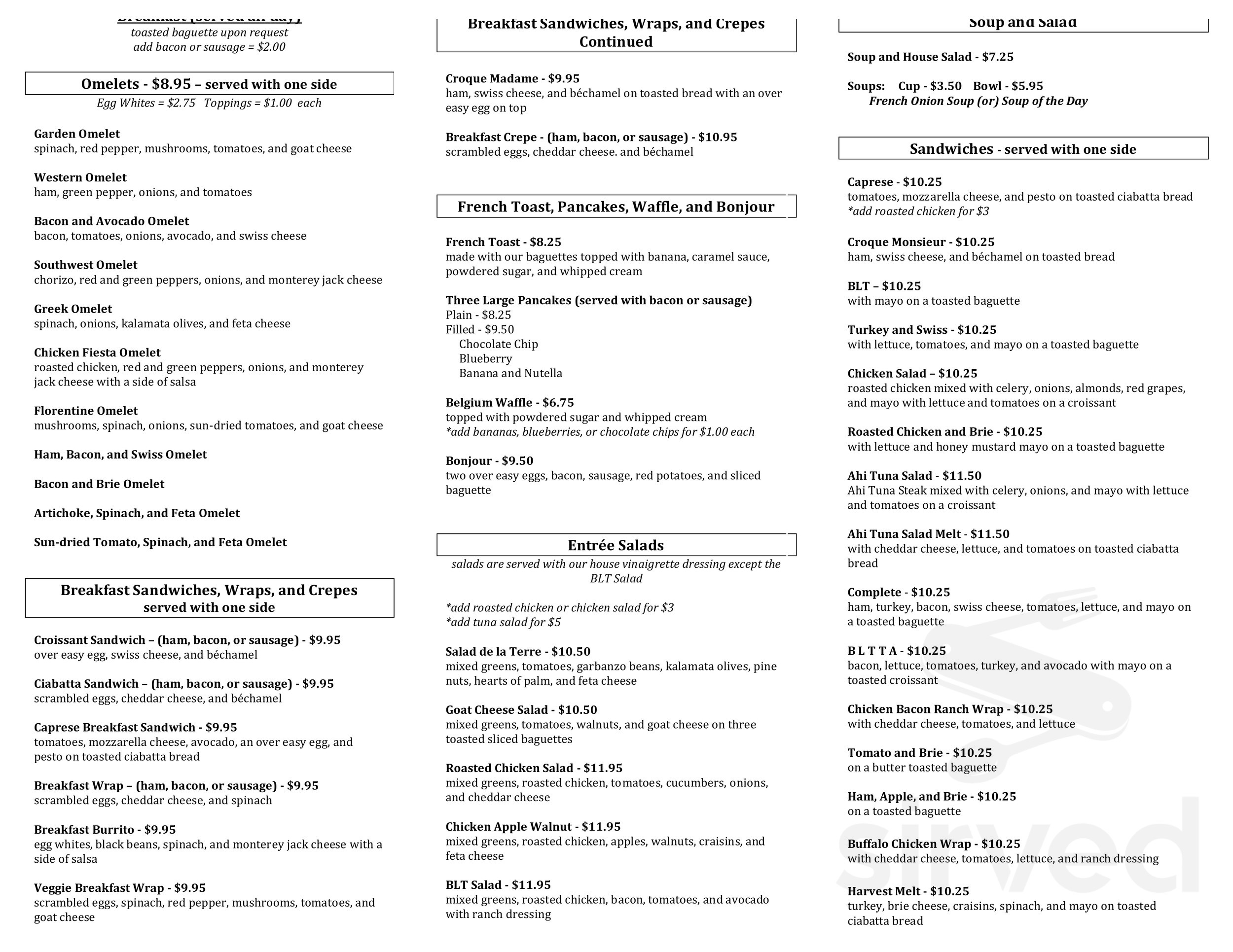 Cafe Des Amis menu in Sewickley, Pennsylvania, USA